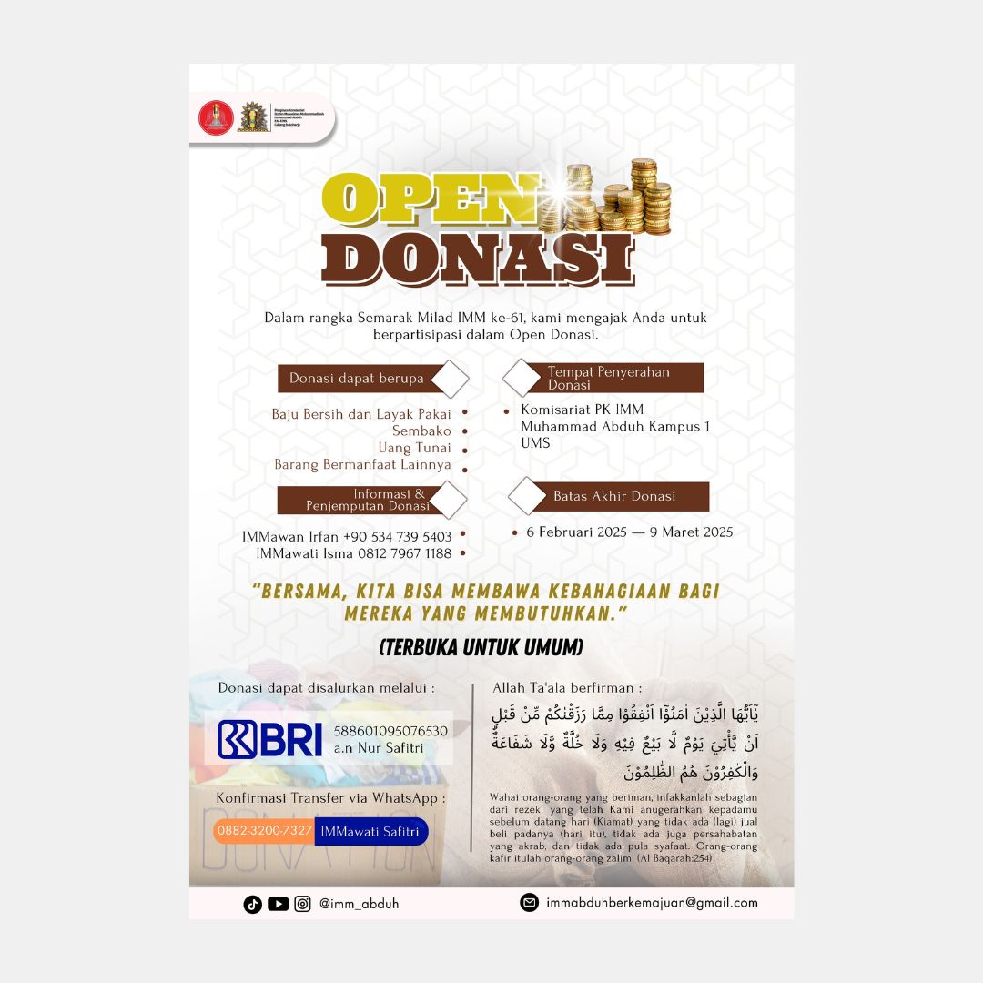 Open Donasi Semarak Milad IMM | Universitas Muhammadiyah Surakarta